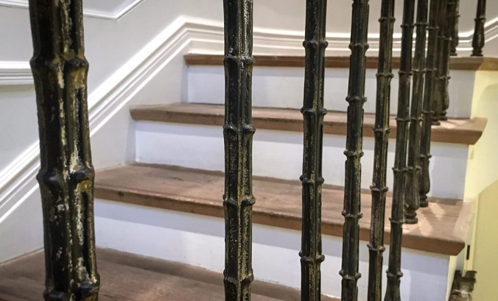 Walnut Staircase Handrail with Georgian Cast Iron Balusters, London ...